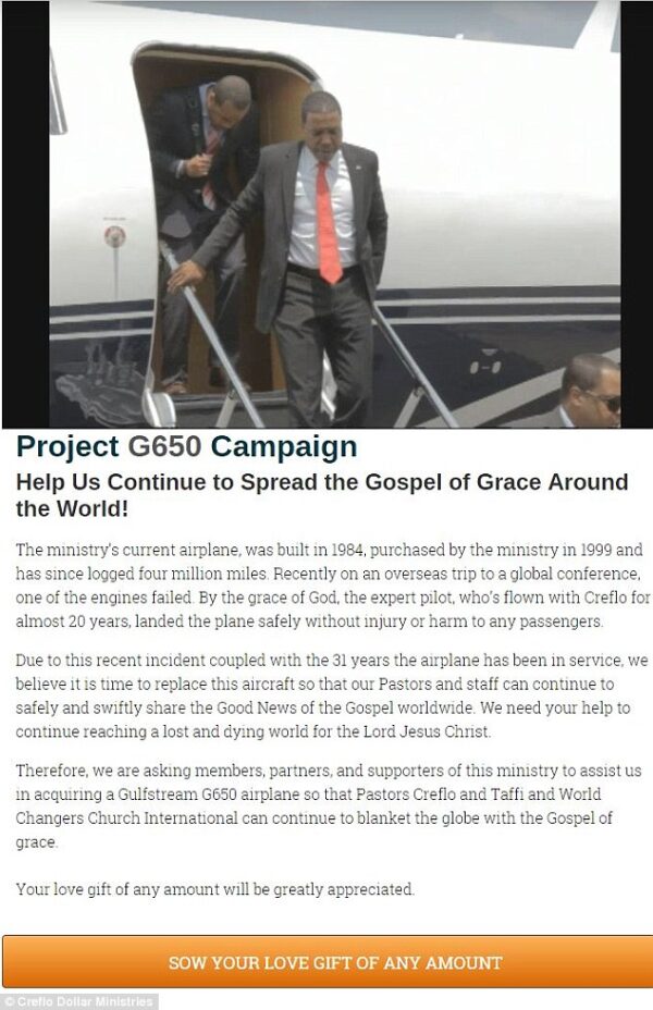 Preacher Creflo Dollar Wants To Buy A 65 Million Dollar JET